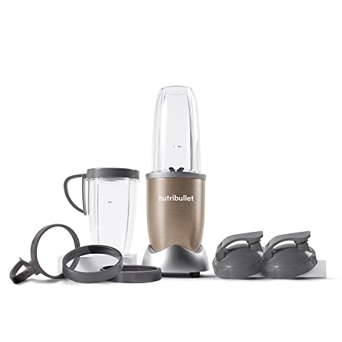 NutriBullet Pro - 13-Piece High-Speed Blender/Mixer System with Hardcover Recipe Book Included (900 Watts) Champagne, Standard & 900 Watt/Sport Cross Extractor Blade.60 Pounds, Gray