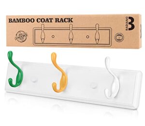 wall mount coat rack, kids mounted organizer for closet, bathroom, bedroom, entryway, hallway, foyer, heavy duty double hooks hanging towels, hats, bags, backpacks, jackets, keys (mix3, 3 hooks)