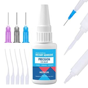 precision jewelry glue cyanoacrylate glue medium ca adhesive fast dry model glue with microtips applicators for wood ceramic metal shoe repair hobby crafts and jewelry making