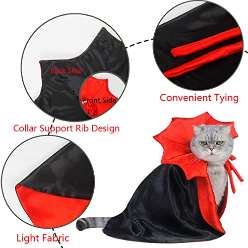 2 Pcs Pet Halloween Costume Cat Dog Cosplay Vampire Cape Devil Horns Hat Holiday Clothes for Cat Puppy Dog Halloween Party Pet Cosplay