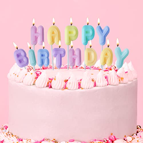 Berkebun Happy Birthday Cake Candles with Fun Colorful Candle Holders Included; for Birthday Cakes to Make it a Magical,CelebrationMacaroon Color Birthday Candles