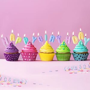 Berkebun Happy Birthday Cake Candles with Fun Colorful Candle Holders Included; for Birthday Cakes to Make it a Magical,CelebrationMacaroon Color Birthday Candles