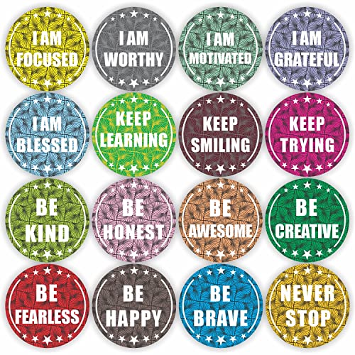 Motivational Floor Wall Decals - (Pack of 40) 4" Large Classroom Line Up Spots Positive Sayings Markers Sensory Pathway Inspirational Quote Decor Stickers