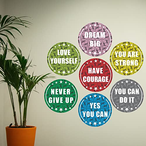 Motivational Floor Wall Decals - (Pack of 40) 4" Large Classroom Line Up Spots Positive Sayings Markers Sensory Pathway Inspirational Quote Decor Stickers