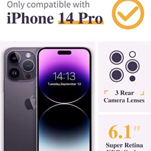 GVIEWIN Compatible with iPhone 14 Pro Case with Screen Protector & Camera Lens Protector, Floral Slim Shockproof Protective Hard PC+TPU Bumper Flower Women Cover, 6.1" 2022(Cherry Blossoms/Purple)