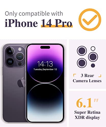 GVIEWIN Compatible with iPhone 14 Pro Case with Screen Protector & Camera Lens Protector, Floral Slim Shockproof Protective Hard PC+TPU Bumper Flower Women Cover, 6.1" 2022(Cherry Blossoms/Purple)