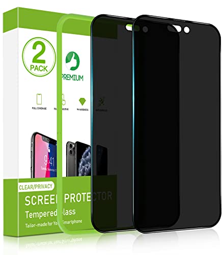 Uxinuo Privacy Screen Protector Compatible for iPhone 14 Pro Max 2022 [6.7 inch Display] 2 Pack Anti Spy Private Tempered Glass [Black]