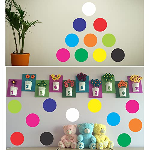 Classroom Line Up Spots - (Pack of 40) 4" Large Multicolor Floor Decals Social Distance Helper Stickers Color Code Dots Labels