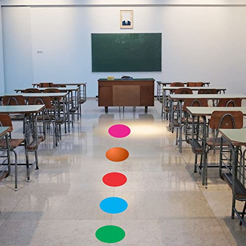 Classroom Line Up Spots - (Pack of 40) 4" Large Multicolor Floor Decals Social Distance Helper Stickers Color Code Dots Labels