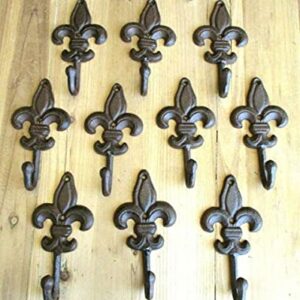 for 10 Large Cast Iron Fleur De Lis Coat Hooks Hook Hall Tree Hat Dog Leash Fluer Hooks & Hangers Home & Garden