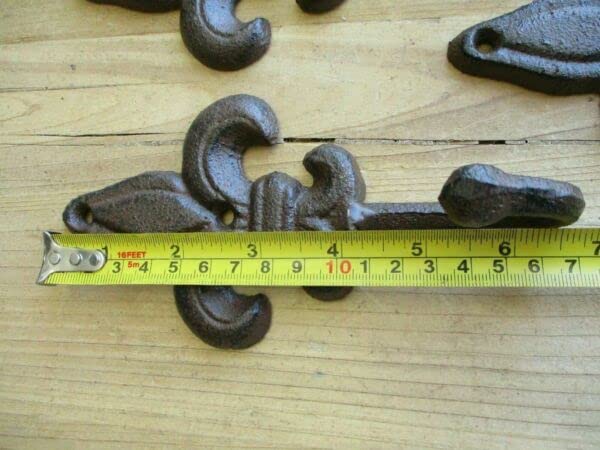 for 10 Large Cast Iron Fleur De Lis Coat Hooks Hook Hall Tree Hat Dog Leash Fluer Hooks & Hangers Home & Garden