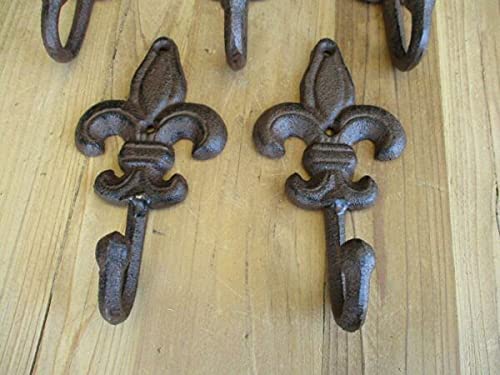 for 10 Large Cast Iron Fleur De Lis Coat Hooks Hook Hall Tree Hat Dog Leash Fluer Hooks & Hangers Home & Garden