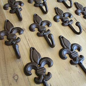 for 10 Large Cast Iron Fleur De Lis Coat Hooks Hook Hall Tree Hat Dog Leash Fluer Hooks & Hangers Home & Garden