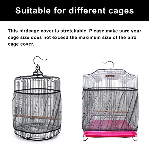 Chihutown Bird Cage Seed Catcher, Bird Cage Mesh Guard Netting, Bird Cage Seed Guard Skirt, Parakeet Cage Skirt for Round Square Cages (Black)