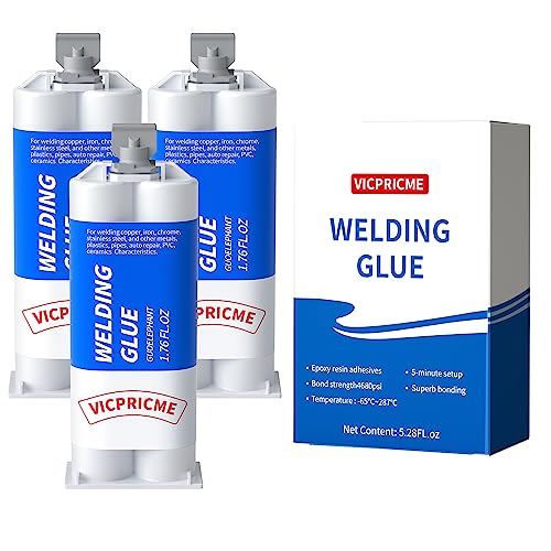 Metal Glue, 1.76oz 2 Part Liquid Metal Welding Epoxy Glue, Marine Filler Repair Putty, High-Temperature Resistant Heavy Duty ab Glue(3 pcs)