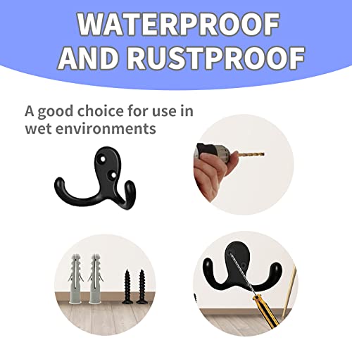 YAFIYGI 5Pack Towel Hook Heavy Duty Metal Single Prong Robe Hanger Rustproof Wall Hooks for Hanging Towel Hooks with 10 Screws for Bags，Hat, Cap,Cup（Black）