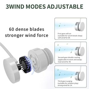 DONGDO Personal Neck Fan Bladeless Werable Fans Portable Rechargeable, AC Neck Air Conditioner can Blow Aromatherapy, 3 Speed 360° Adjustment Hanging Neck Fan Around Your Neck for Cold Air, White