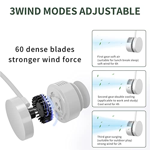 DONGDO Personal Neck Fan Bladeless Werable Fans Portable Rechargeable, AC Neck Air Conditioner can Blow Aromatherapy, 3 Speed 360° Adjustment Hanging Neck Fan Around Your Neck for Cold Air, White