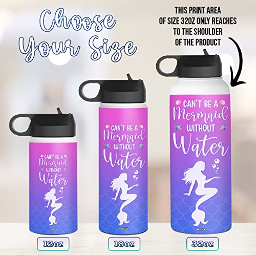 wowcugi Personalized Mermaid Water Bottle Stainless Steel Insulated Sports Bottle Reminder 12oz 18oz 32oz Mermaid Gifts For Back To School Birthday Christmas Kids Girls Daughter Sister