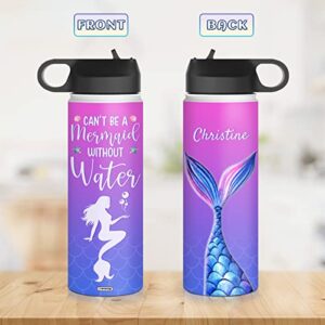 wowcugi Personalized Mermaid Water Bottle Stainless Steel Insulated Sports Bottle Reminder 12oz 18oz 32oz Mermaid Gifts For Back To School Birthday Christmas Kids Girls Daughter Sister