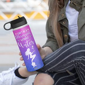 wowcugi Personalized Mermaid Water Bottle Stainless Steel Insulated Sports Bottle Reminder 12oz 18oz 32oz Mermaid Gifts For Back To School Birthday Christmas Kids Girls Daughter Sister