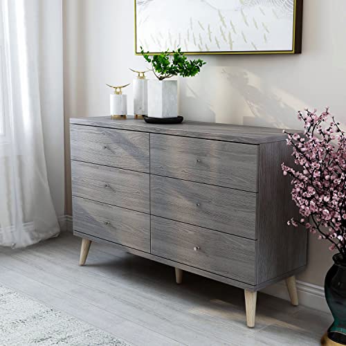 PayLessHere 6 Drawer Chest Drawer Storage 47”Drawer Dresser for Bedroom,Modern Dressers Organizer Chest Drawer for Living Room