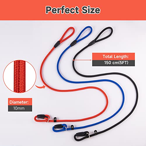 FOVRLZSE 3pcs Slip Lead Dog Leash,Strong Nylon Rope Leash,Training Leash for Large Medium and Small Dogs