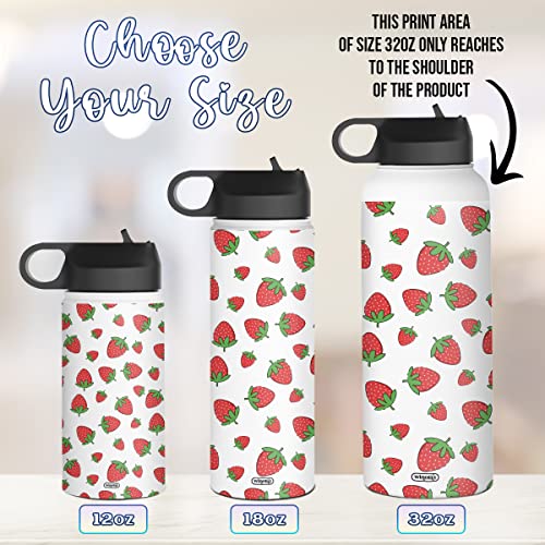 winorax Personalized Strawberry Water Bottle Strawberry Cute Pattern Design Insulated Stainless Steel 12oz 18oz 32oz Travel Sport Bottles Birthday Christmas Back To School Gifts For Kids Baby Girl