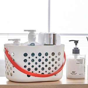 Portable Shower Caddy Basket with Handle Plastic Storage Tote Cleaning Supplies Organizer Bin for Bathroom Kitchen Dorm Room Bedroom, White