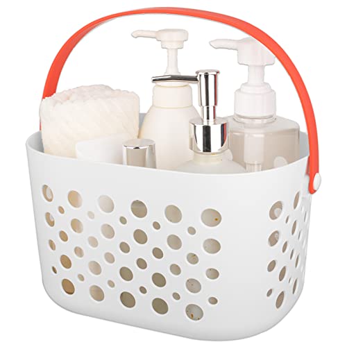 Portable Shower Caddy Basket with Handle Plastic Storage Tote Cleaning Supplies Organizer Bin for Bathroom Kitchen Dorm Room Bedroom, White