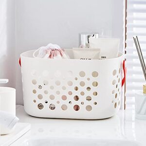 Portable Shower Caddy Basket with Handle Plastic Storage Tote Cleaning Supplies Organizer Bin for Bathroom Kitchen Dorm Room Bedroom, White