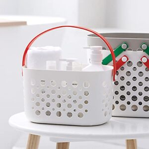 Portable Shower Caddy Basket with Handle Plastic Storage Tote Cleaning Supplies Organizer Bin for Bathroom Kitchen Dorm Room Bedroom, White