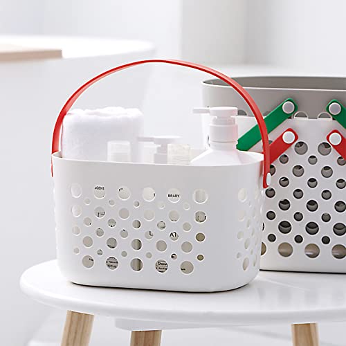 Portable Shower Caddy Basket with Handle Plastic Storage Tote Cleaning Supplies Organizer Bin for Bathroom Kitchen Dorm Room Bedroom, White