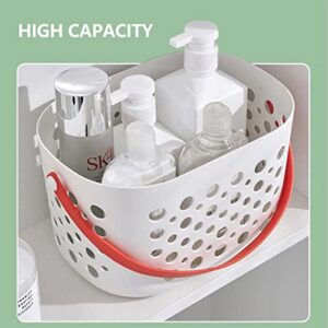 Portable Shower Caddy Basket with Handle Plastic Storage Tote Cleaning Supplies Organizer Bin for Bathroom Kitchen Dorm Room Bedroom, White