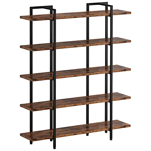 IRONCK Industrial Bookshelf and Bookcase 5 Tiers Large Open Etagere Shelves, 71.2" H x 53.1" L for Home Office, Living Room Bedroom Home Office