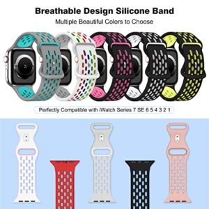 TSAAGAN 5 Pack Sport Silicone Bands Compatible for Apple Watch Band 49mm 41mm 45mm 40mm 44mm 38mm 42mm, Breathable Strap Replacement Wristband for iWatch Ultra Series 8/7/SE/6/5/4/3/2/1 Women & Men