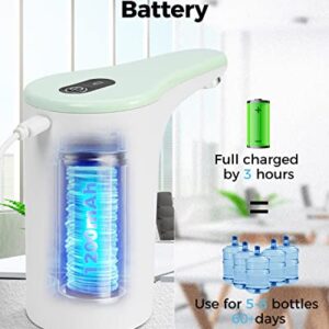 Water Dispenser for 5 Gallon Bottle, Portable Electric Water Pump for 2-5 Gal Drinking Water Jug, with Rechargeable 1200mAh Battery for Camping, Kitchen, Home, Office, RV Travel