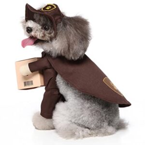 XIAOYU Pet Dog Cat Halloween Costume, Funny Halloween Christmas Party Clothes Apparel for Small Dog Cat Cosplay, Porter Costume, L