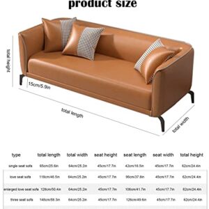 Sofa Couch Modern Living Room Sofa with Throw Pillows Composite Leather Breathable Fabric Sofa Couch Metal Support Feet High Rebound Sponge Cushions for Living Room Office