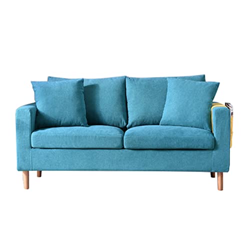 Sofa Couch Loveseat Sofa Chair Cotton and Linen Fabric 2-Seater Sofa Modern Decor Furniture Love Seat Couch with 2 Throw Pillows for Living Room Bedroom Office and Small Space