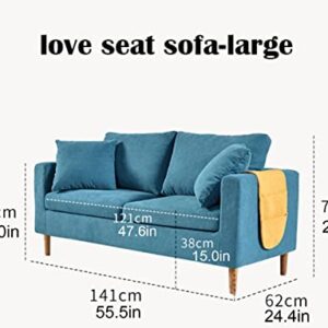 Sofa Couch Loveseat Sofa Chair Cotton and Linen Fabric 2-Seater Sofa Modern Decor Furniture Love Seat Couch with 2 Throw Pillows for Living Room Bedroom Office and Small Space