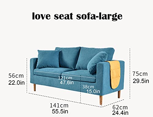 Sofa Couch Loveseat Sofa Chair Cotton and Linen Fabric 2-Seater Sofa Modern Decor Furniture Love Seat Couch with 2 Throw Pillows for Living Room Bedroom Office and Small Space