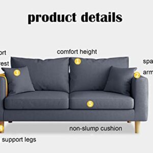 Sofa Couch Loveseat Sofa Chair Cotton and Linen Fabric 2-Seater Sofa Modern Decor Furniture Love Seat Couch with 2 Throw Pillows for Living Room Bedroom Office and Small Space