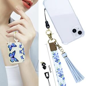 AirPod Pro Case with Keychain Wristlet, OULRAEFS Soft Silicone Skin Case Cute AirPods Pro Case Protective Case Cover with Wrist Key Lanyard for Airpods Pro 2019, Gifts for Women, Butterfly(Luminous)