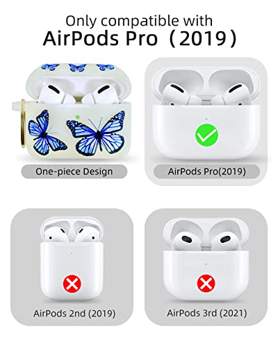 AirPod Pro Case with Keychain Wristlet, OULRAEFS Soft Silicone Skin Case Cute AirPods Pro Case Protective Case Cover with Wrist Key Lanyard for Airpods Pro 2019, Gifts for Women, Butterfly(Luminous)