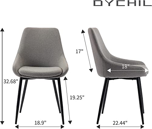 DYCHIL Dining Chairs Set of 2 Ergonomic Living Room Chairs Light Grey Kitchen Chairs,Loads Up to 270lbs,Quick Assembly,Dining Room Chairs with Arms for Kitchen,Dining, Bedroom, Living Room