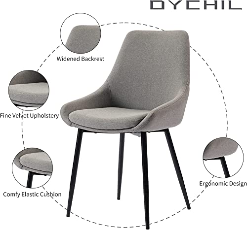 DYCHIL Dining Chairs Set of 2 Ergonomic Living Room Chairs Light Grey Kitchen Chairs,Loads Up to 270lbs,Quick Assembly,Dining Room Chairs with Arms for Kitchen,Dining, Bedroom, Living Room