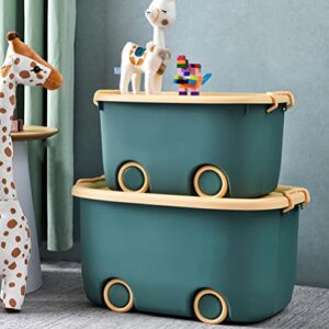 LIFKOME Stackable Toy Storage Box with Wheels Rolling Storage Box with Snap Lid Handle& Latches Wheeled Storage Durable and Reusable Storage Bins with Latching Lids