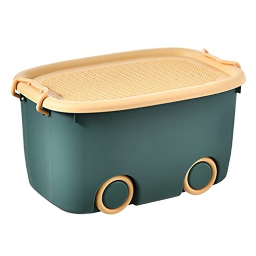 LIFKOME Stackable Toy Storage Box with Wheels Rolling Storage Box with Snap Lid Handle& Latches Wheeled Storage Durable and Reusable Storage Bins with Latching Lids