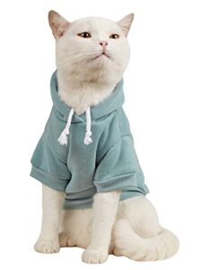 qwinee basic dog hoodie, dog warm jacket, cat apparel, dog shirt, dog clothes for puppy kitten small medium dogs cats cadet blue xl